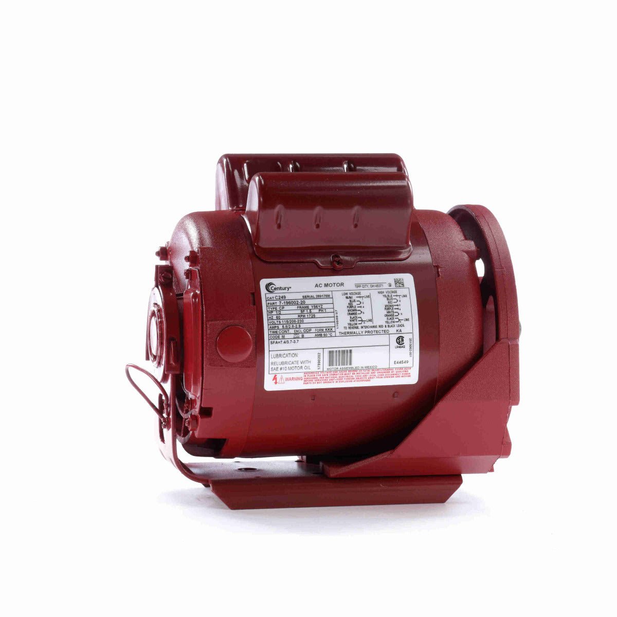 C249 Century Motor 1/2 (.5) HP | Hot Water Circulator | Square One ...